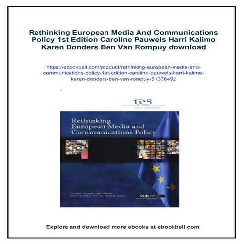 Rethinking European Media And Communications Policy 1st Edition ...