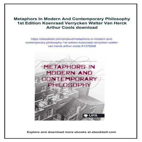 Metaphors In Modern And Contemporary Philosophy 1st Edition Koenraad ...