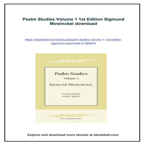 Psalm Studies Volume 1 1st Edition Sigmund Mowinckel | PDF