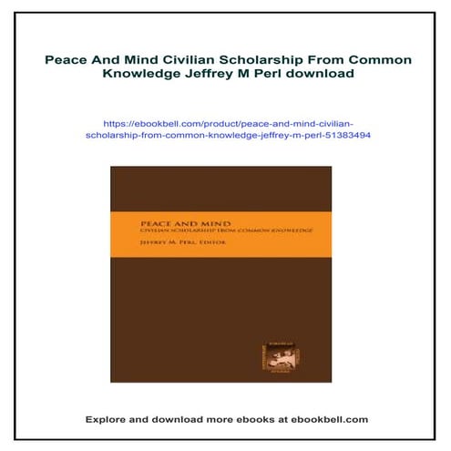 Peace And Mind Civilian Scholarship From Common Knowledge Jeffrey M ...