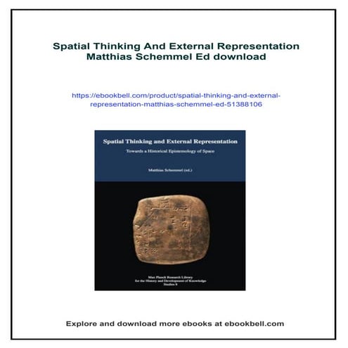 Spatial Thinking And External Representation Matthias Schemmel Ed | PDF