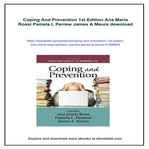 Coping And Prevention 1st Edition Ana Maria Rossi Pamela L Perrew James ...