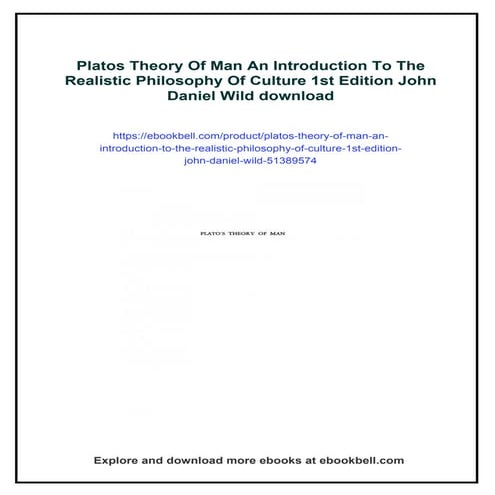 Platos Theory Of Man An Introduction To The Realistic Philosophy Of ...