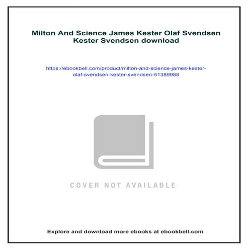 Milton And Science James Kester Olaf Svendsen Kester Svendsen | PDF