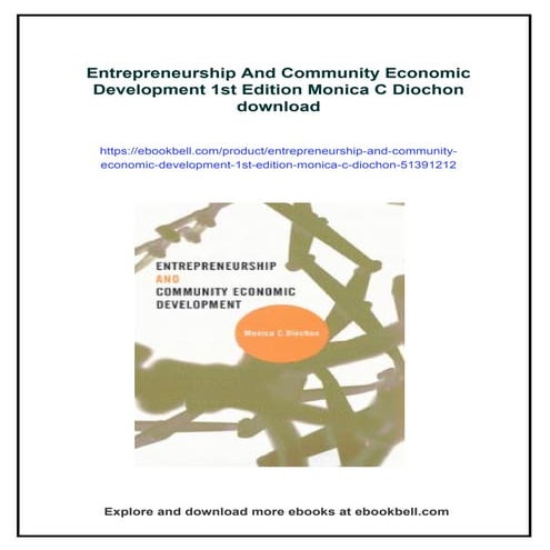 Entrepreneurship And Community Economic Development 1st Edition Monica ...
