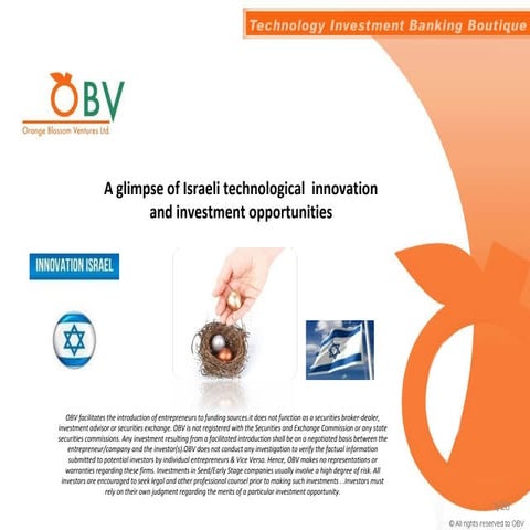 OBV - A glimpse of Israeli technological innovation and investment ...