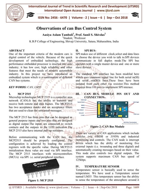 CAN Bus Integration for Enhanced Industrial Control and Safety | PDF