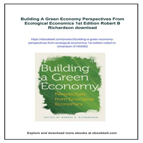 Building A Green Economy Perspectives From Ecological Economics 1st ...
