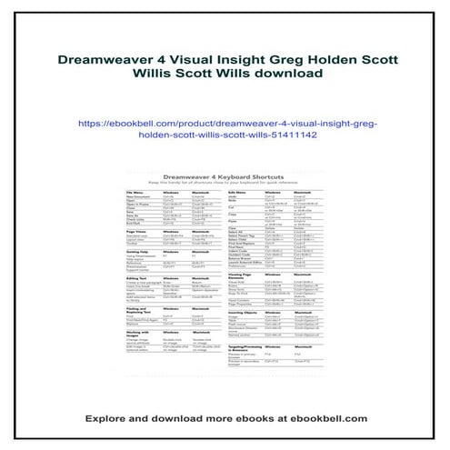 Dreamweaver 4 Visual Insight Greg Holden Scott Willis Scott Wills | PDF