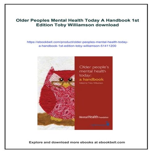 Older Peoples Mental Health Today A Handbook 1st Edition Toby ...