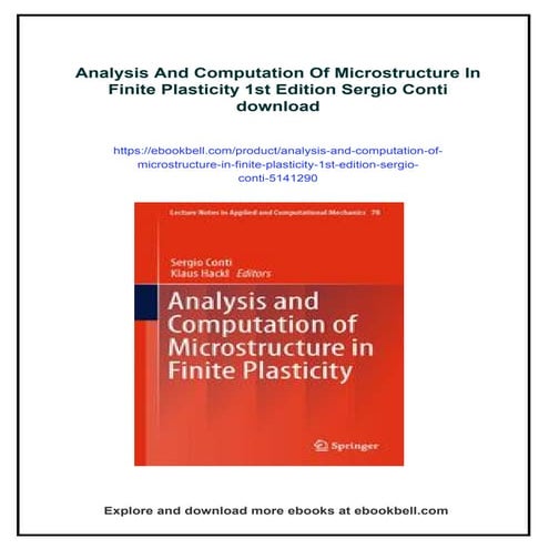 Analysis And Computation Of Microstructure In Finite Plasticity 1st Edition Sergio Conti | PDF