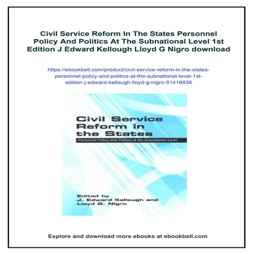 Civil Service Reform In The States Personnel Policy And Politics At The ...