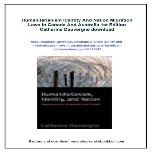 Humanitarianism Identity And Nation Migration Laws In Canada And ...
