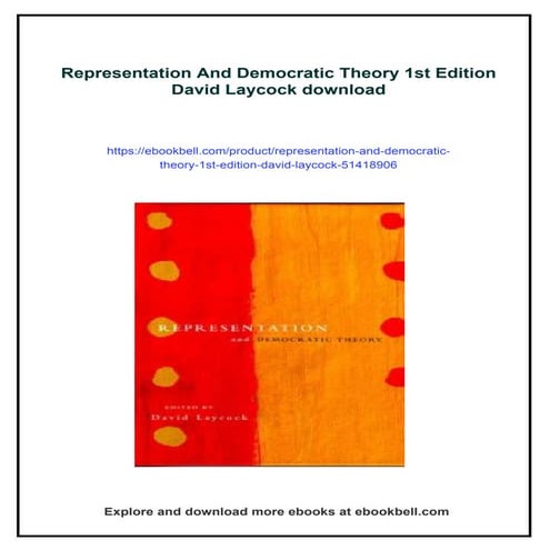 Representation And Democratic Theory 1st Edition David Laycock | PDF