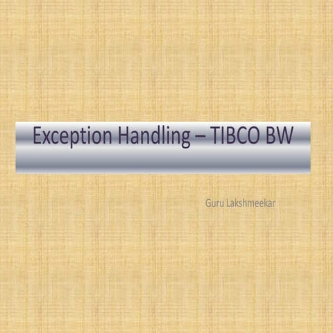 Tibco-Exception Handling | PDF
