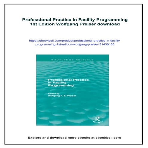 Professional Practice In Facility Programming 1st Edition Wolfgang ...