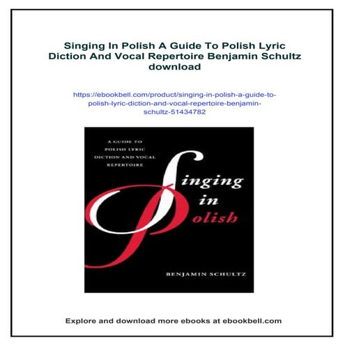 Singing In Polish A Guide To Polish Lyric Diction And Vocal Repertoire ...