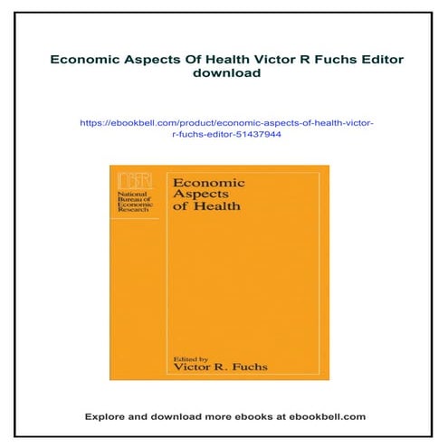Economic Aspects Of Health Victor R Fuchs Editor | PDF