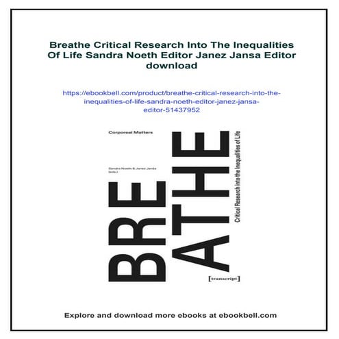 Breathe Critical Research Into The Inequalities Of Life Sandra Noeth ...