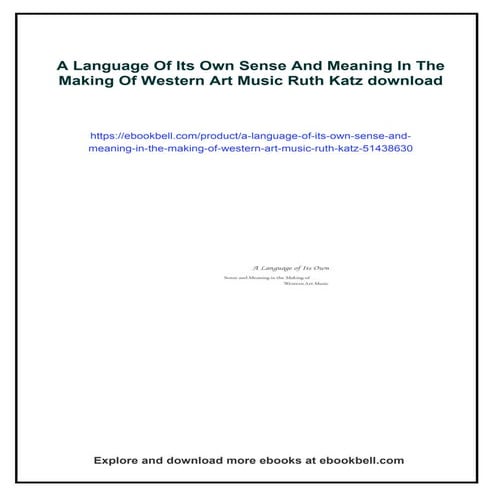 A Language Of Its Own Sense And Meaning In The Making Of Western Art ...