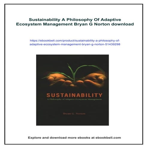 Sustainability A Philosophy Of Adaptive Ecosystem Management Bryan G ...
