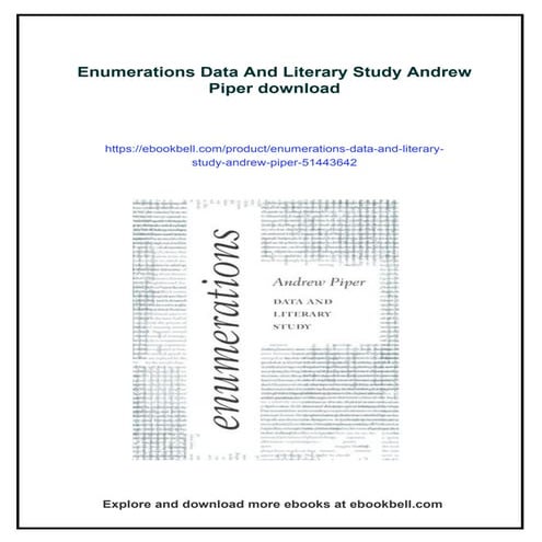 Enumerations Data And Literary Study Andrew Piper | PDF