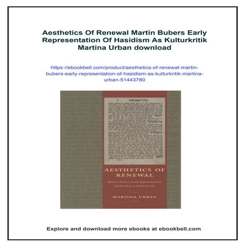 Aesthetics Of Renewal Martin Bubers Early Representation Of Hasidism As ...