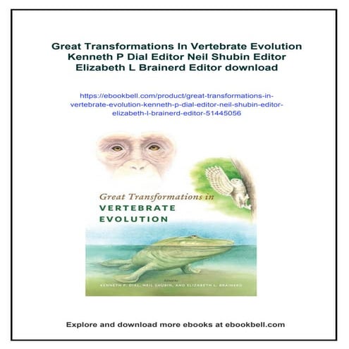 Great Transformations In Vertebrate Evolution Kenneth P Dial Editor ...