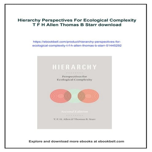 Hierarchy Perspectives For Ecological Complexity T F H Allen Thomas B Starr | PDF