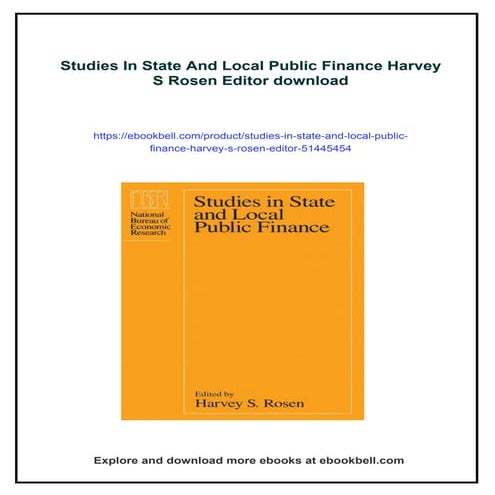 Studies In State And Local Public Finance Harvey S Rosen Editor | PDF
