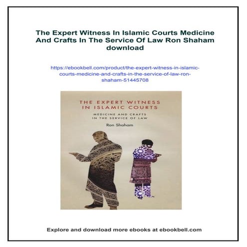 The Expert Witness In Islamic Courts Medicine And Crafts In The Service ...
