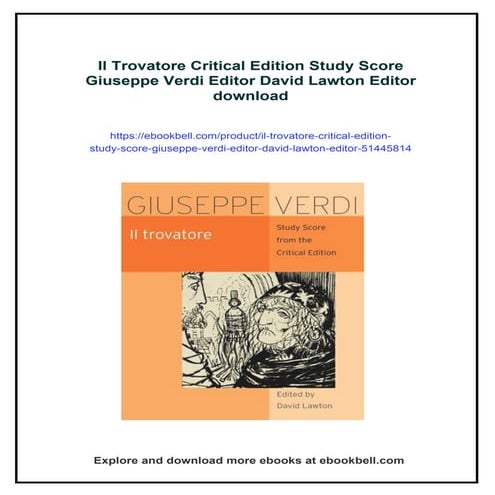 Il Trovatore Critical Edition Study Score Giuseppe Verdi Editor David ...