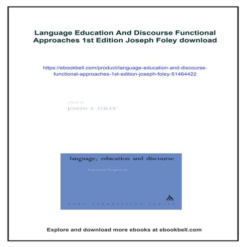 Language Education And Discourse Functional Approaches 1st Edition ...