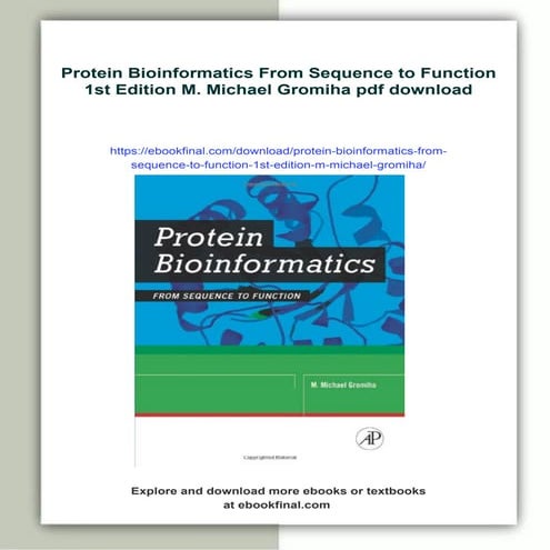 Protein Bioinformatics From Sequence to Function 1st Edition M. Michael Gromiha | PDF