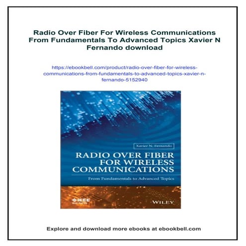 Radio Over Fiber For Wireless Communications From Fundamentals To ...