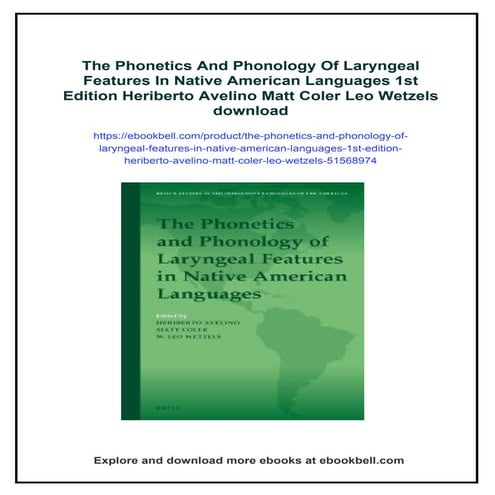 The Phonetics And Phonology Of Laryngeal Features In Native American ...