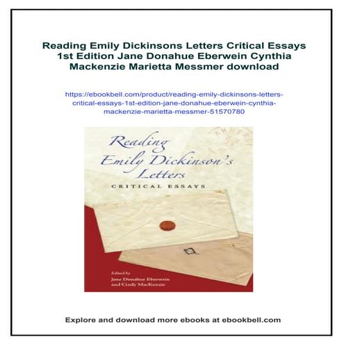 Reading Emily Dickinsons Letters Critical Essays 1st Edition Jane ...