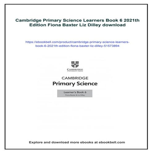 Cambridge Primary Science Learners Book 6 2021th Edition Fiona Baxter ...