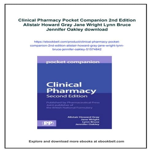 Clinical Pharmacy Pocket Companion 2nd Edition Alistair Howard Gray ...