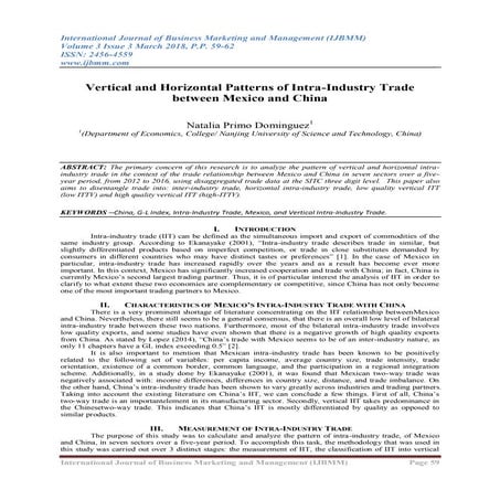 Vertical and Horizontal Patterns of Intra-Industry Trade between Mexico ...