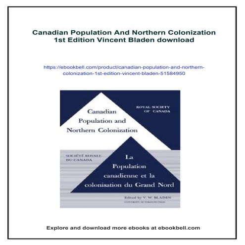 Canadian Population And Northern Colonization 1st Edition Vincent ...