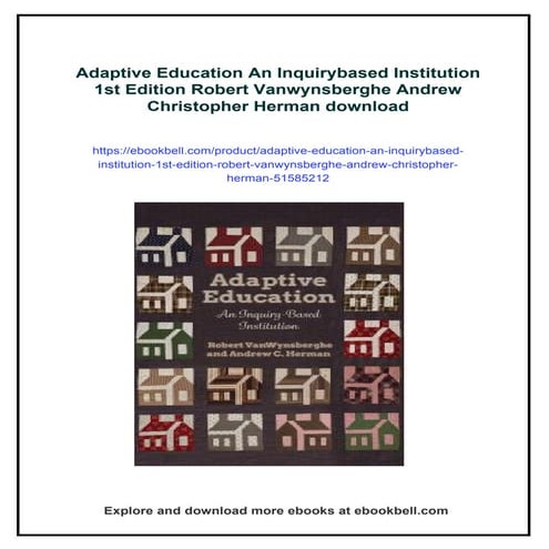 Adaptive Education An Inquirybased Institution 1st Edition Robert ...