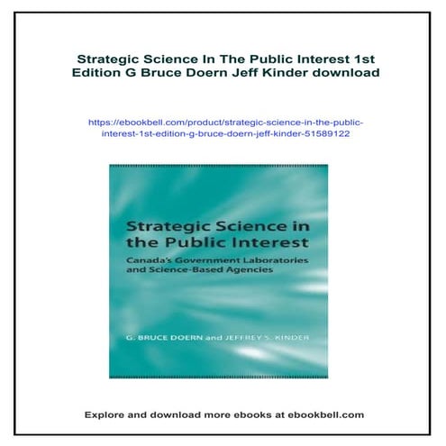 Strategic Science In The Public Interest 1st Edition G Bruce Doern Jeff ...