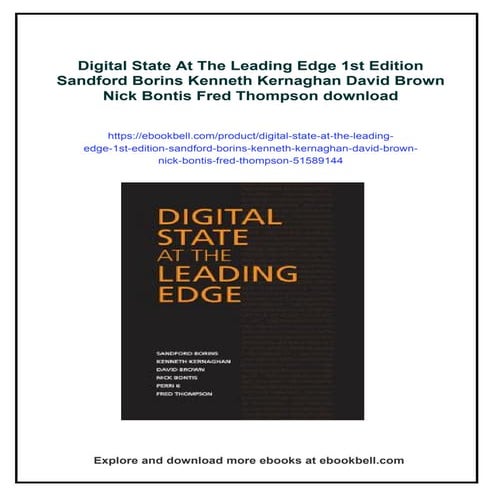 Digital State At The Leading Edge 1st Edition Sandford Borins Kenneth ...