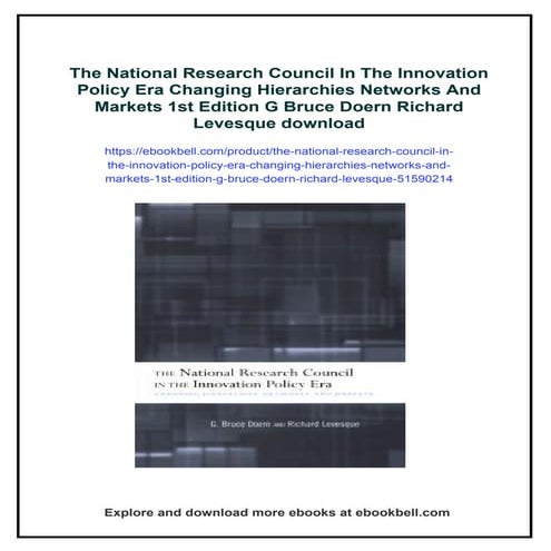The National Research Council In The Innovation Policy Era Changing ...
