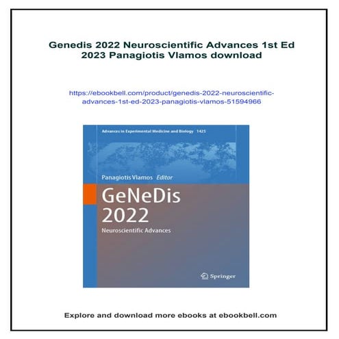 Genedis 2022 Neuroscientific Advances 1st Ed 2023 Panagiotis Vlamos | PDF