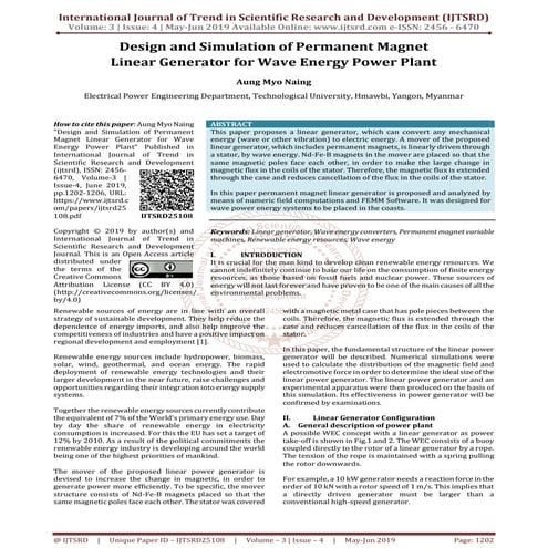 Design and Simulation of Permanent Magnet Linear Generator for Wave ...