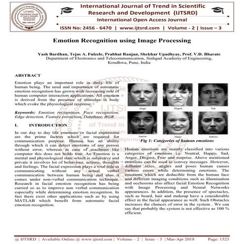 Emotion Recognition using Image Processing | PDF
