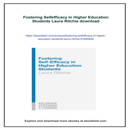 Fostering Selfefficacy In Higher Education Students Laura Ritchie | PDF