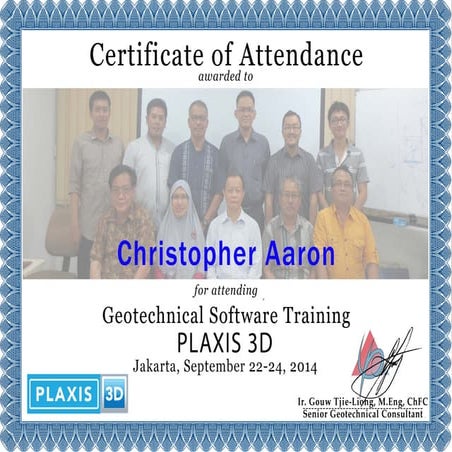 Cert-PLAXIS 3D-Christopher Aaron | PDF
